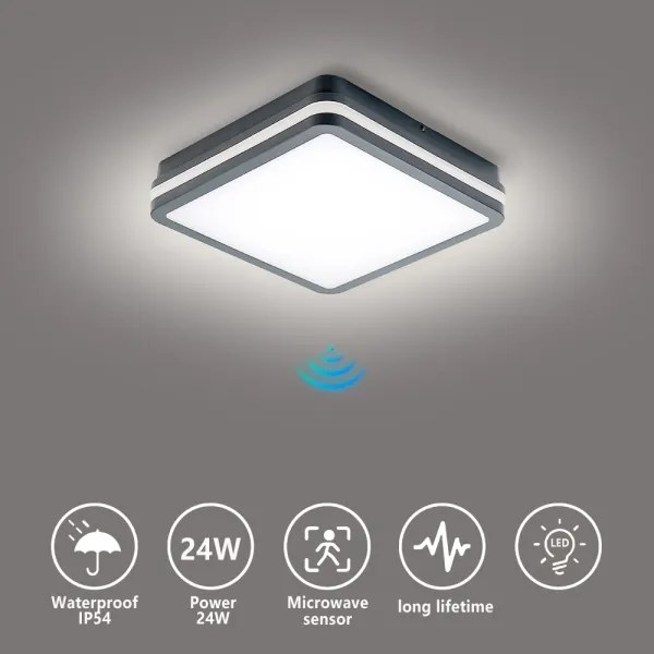 Brilagi - LED Venkovní svítidlo se senzorem BENE LED/24W/230V 26x26 cm IP54