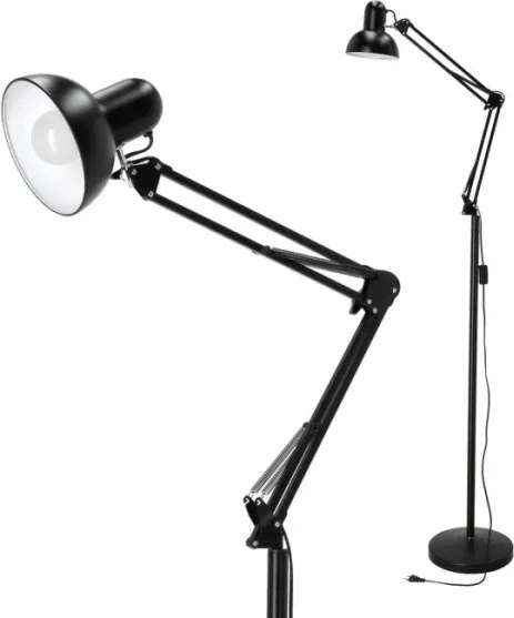 Flexibilní stojací lampa AURIQ 1xE27/60W/230V 184 cm černá
