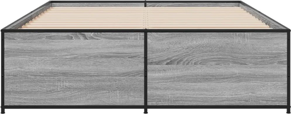 Rám postele šedý sonoma 120 x 190 cm kompozitní dřevo a kov 3279910