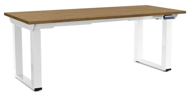 Výškově nastavitelný stůl OfficeTech Strong 180 x 80 cm, bílá podnož, dub kamenný