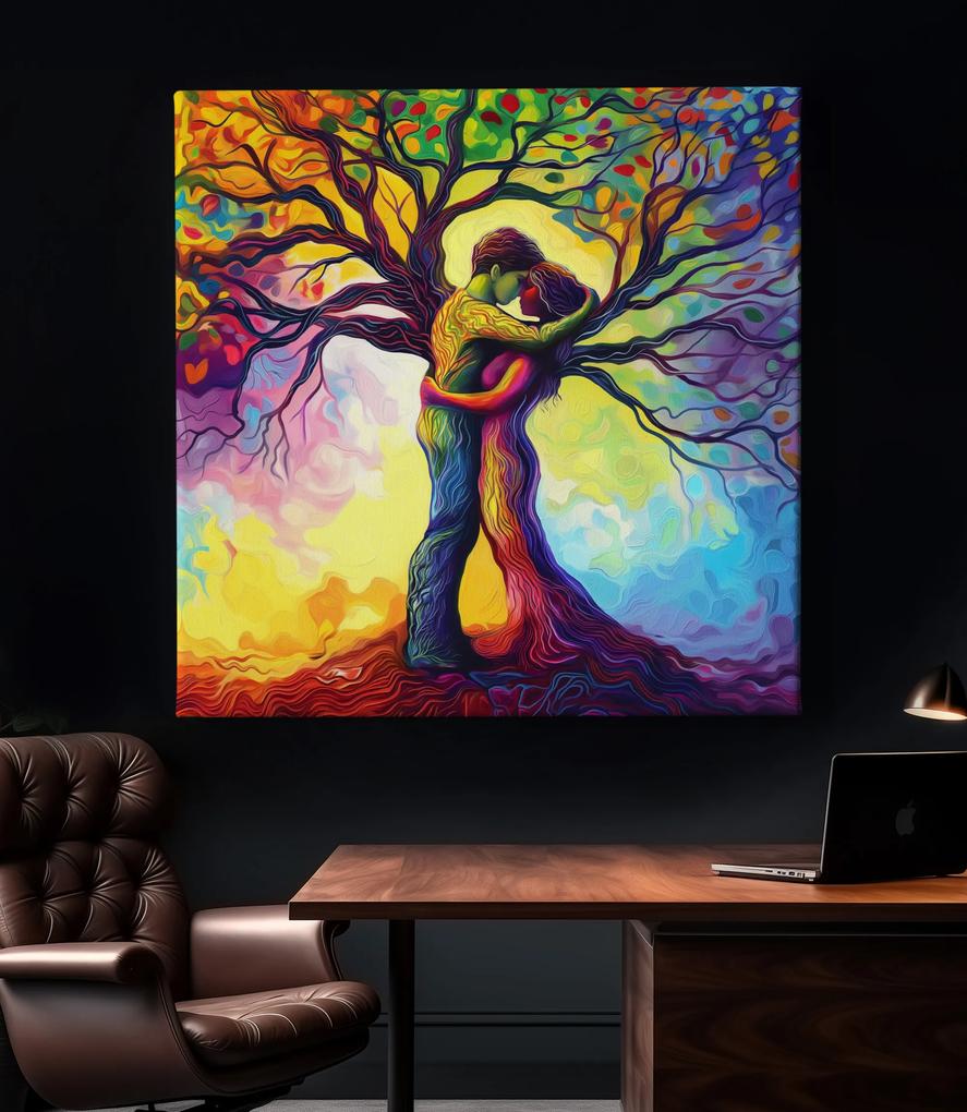 Obraz na plátně - Strom života Milenci v pokušení FeelHappy.cz Velikost obrazu: 120 x 120 cm