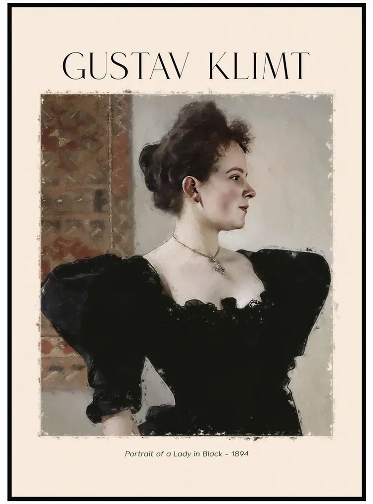 Gustav Klimt - Portrét ženy v černém 30 x 40 cm