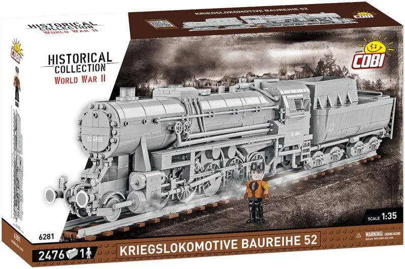 Cobi 6281 world war ii 1:35 parní lokomotiva kriegslokomotive baureihe 52 s tendrem