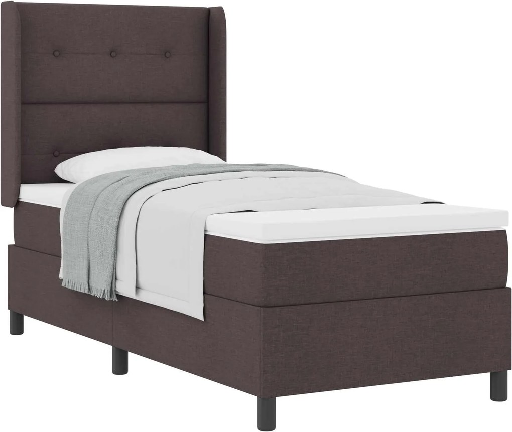 Postel s boxspringem s polštářem Tmavě hnědá 200 x 80 cm textil 3341612
