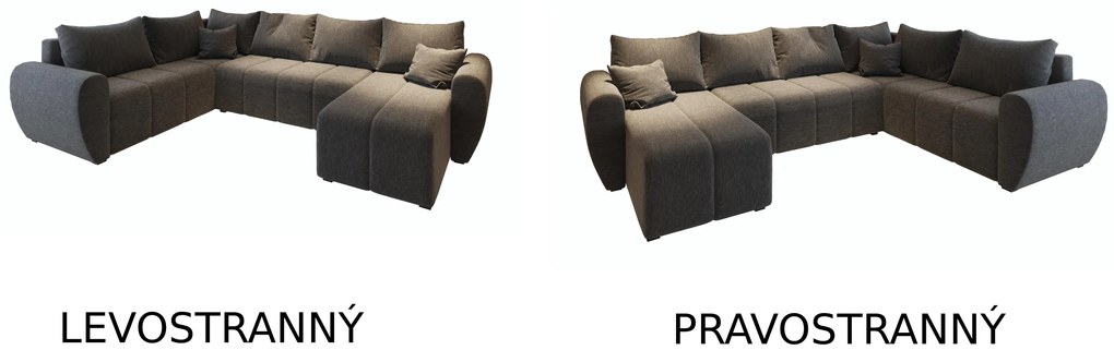 PRM Rohová sedačka MOKA XL do U, 303 cm Roh pohovky: Pravý roh, Barva látky: Krémová (Cosmic 10)
