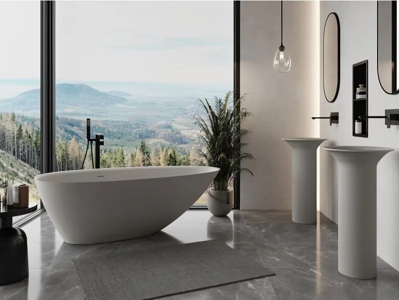 Mexen Milano volně stojící vana z konglomerátu 150 x 82 cm, beton mat - 57301508561