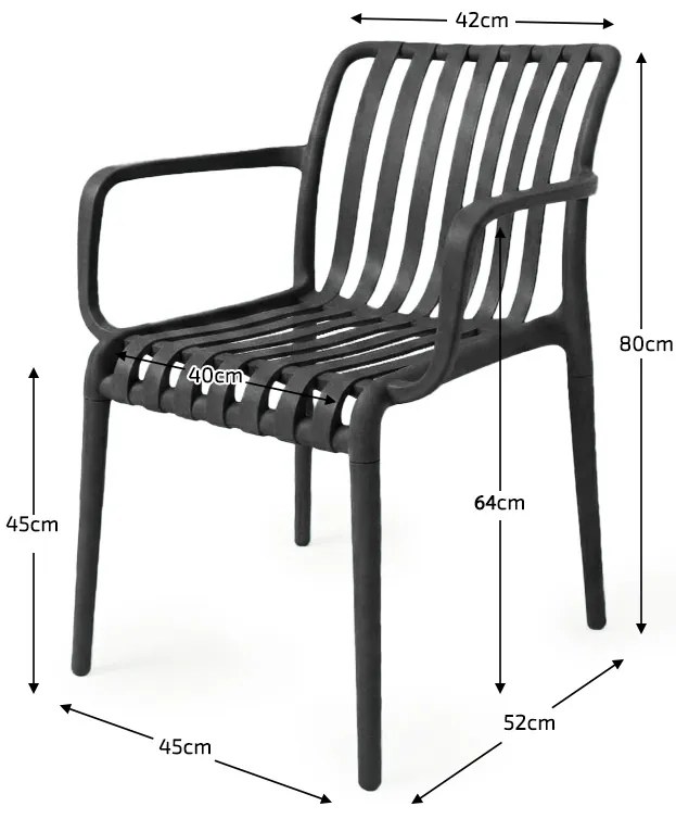 Plastová židle TREGO s područkami, antracitová