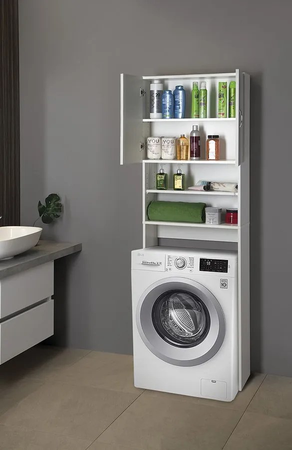 Aqualine, SIMPLEX ECO skříňka za pračku 63x25x190cm, bílá, SIME715