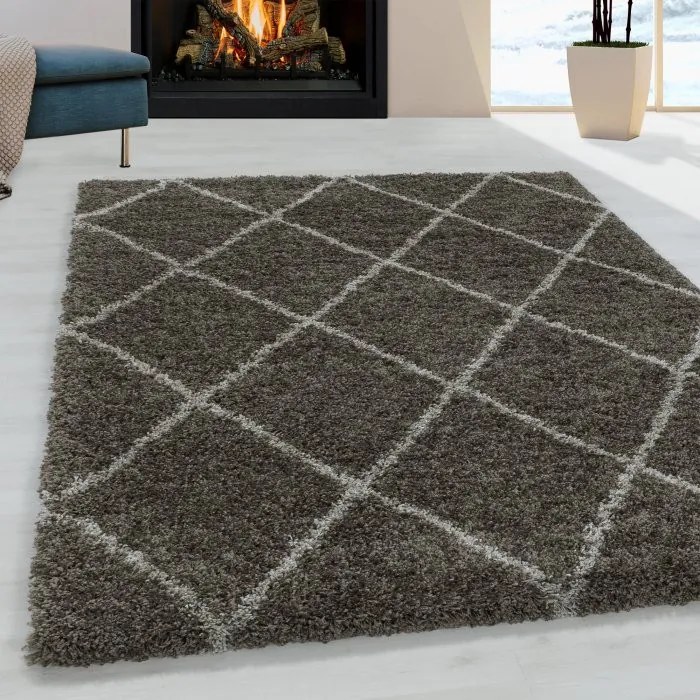 Vopi | Kusový koberec Alvor shaggy 3401 taupe - Kruh průměr 80 cm