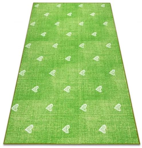 Dětský kusový koberec HEARTS Srdíčka Zelený Rozměr: 150x400 cm