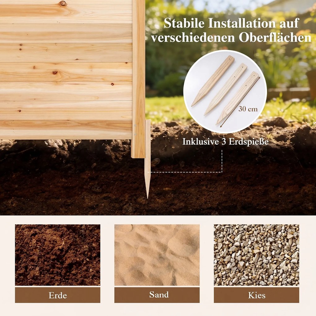 Costway Soukromý plot 2 díly zahradní plot z jedlového dřeva – 119 × 119 cm