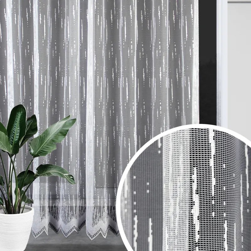 Ervi žakárová záclona bílá s riasiacou páskou 7002 - 150x300 cm