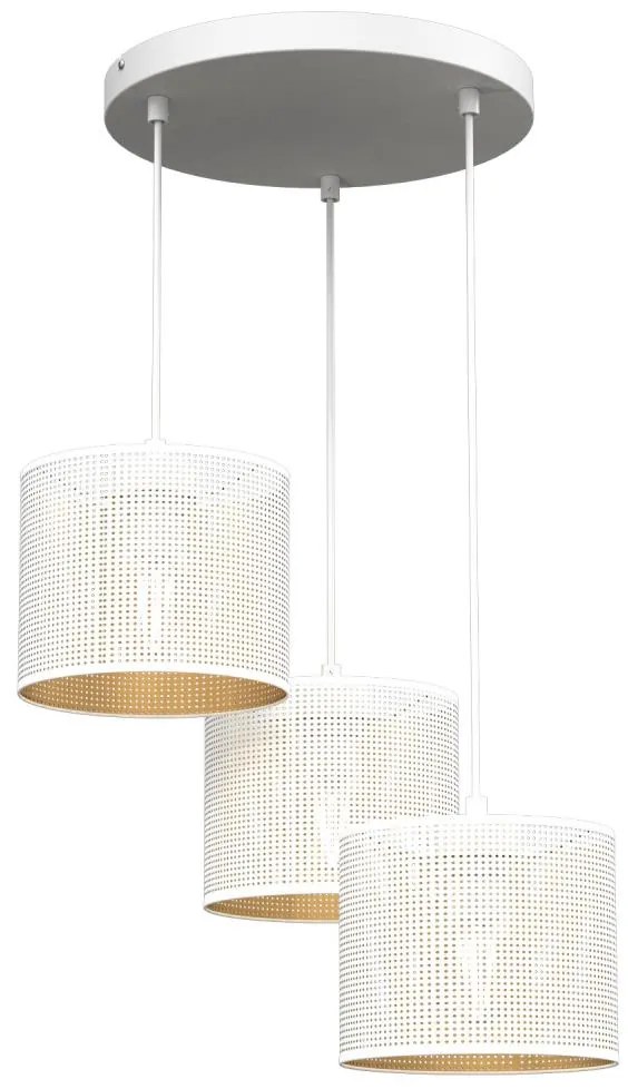 Luminex Lustr na lanku LOFT SHADE 3xE27/60W/230V bílá/zlatá LU5268