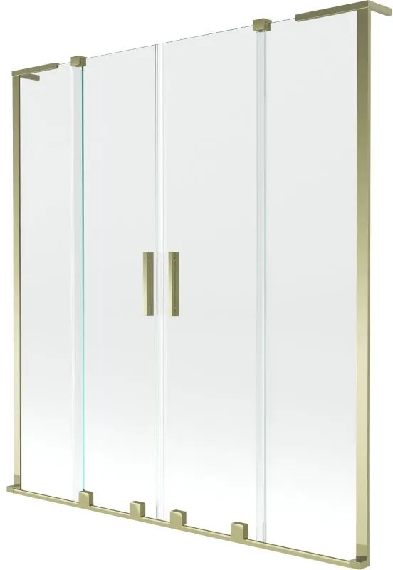 Mexen Velar L Duo vanová zástěna dvoukřídlá posuvná 160 x 150 cm, transparentní, zlatá - 896-160-003-02-50