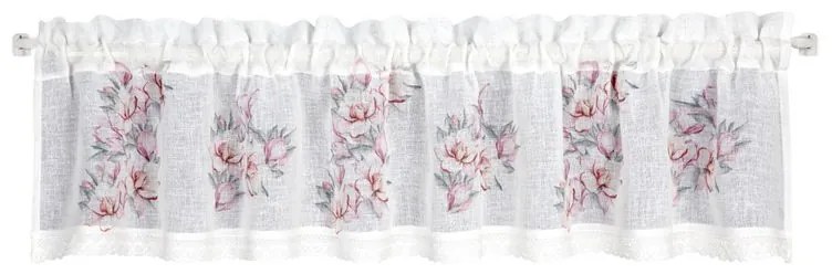 Vitrážková záclona SUZY zdobená květinami 150x30 cm