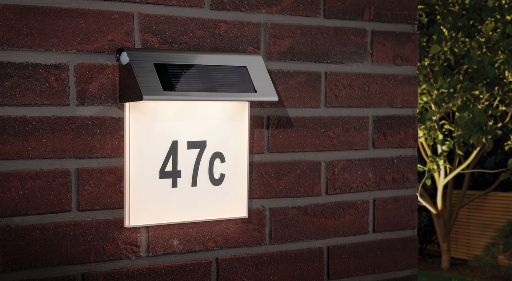 Paulmann 93765 Special Line Solar house number, solární osvětlení domovního čísla, 1x0,2W LED, 23x22cm, IP44