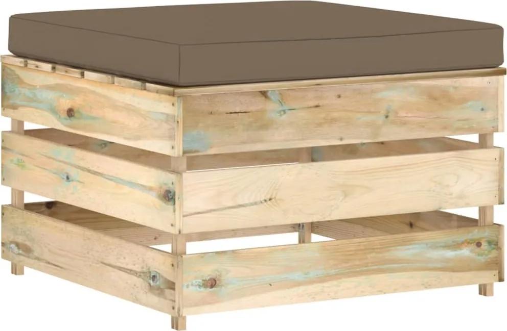 vidaXL Dílčí taburet s poduškou šedě impregnované dřevo [3074524] Barva: Taupe a šedá