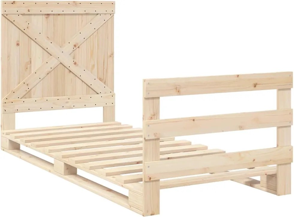Rám postele s čelem 90 x 200 cm masivní borové dřevo 3281574