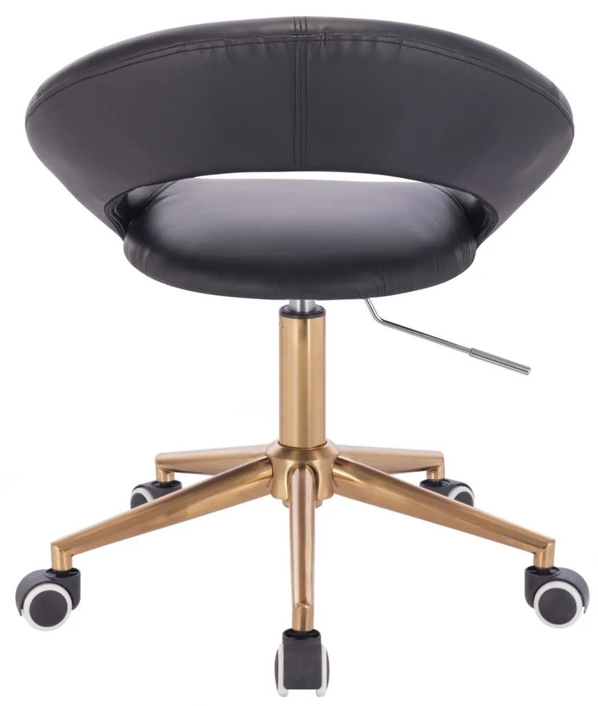 LuxuryForm Židle NAPOLI na zlaté podstavě s kolečky - černá
