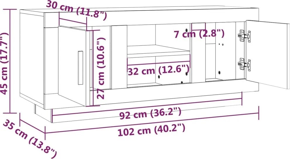 vidaXL TV skříňka 102 x 35 x 45 cm kompozitní dřevo [811796] Barva: Bílá