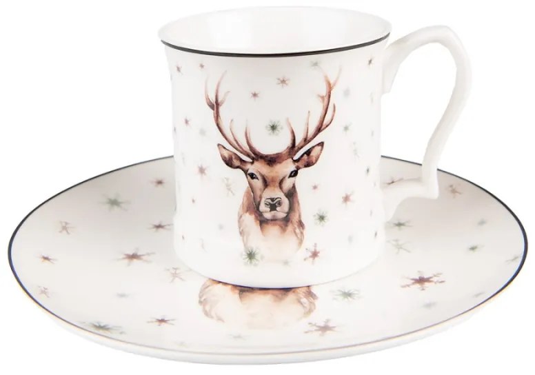 Dezertní porcelánový zimní talířek s jelenem Reindeer – 21x2 cm