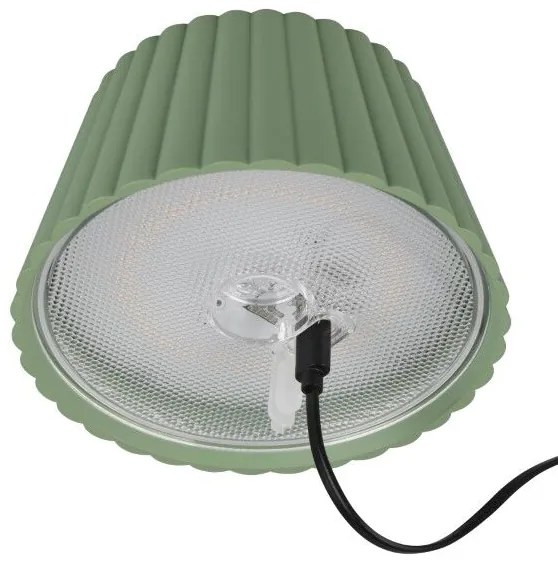 TRIO Reality R47706149 SUAREZ venkovní stojací lampa SMD LED V1230mm 1,5W/200lm 3000K IP44 pistáciová, nabíjecí baterie, USB-C port, ON/OFF