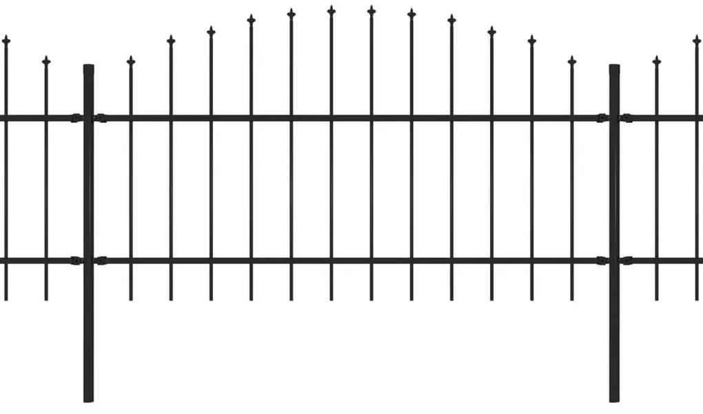 vidaXL Marketos Zahradní plot s kopím nahoře ocelový 1248 x 125 cm černý