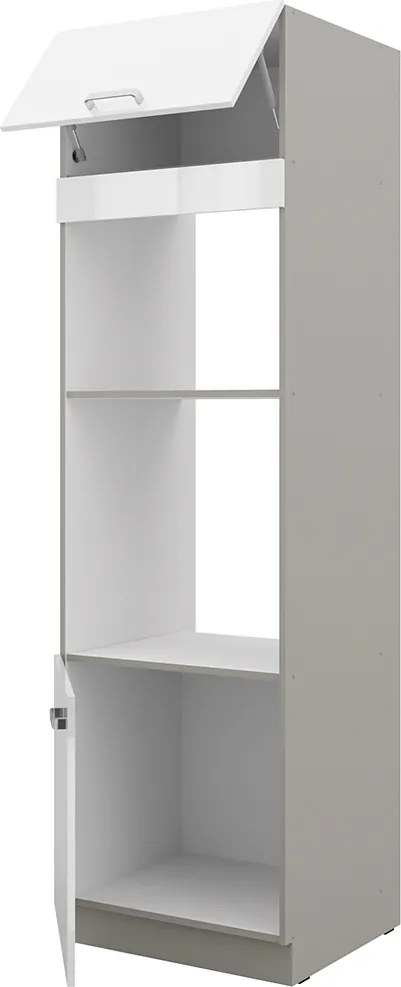 BIANCA sb | vysoká skříňka 60 DPM-210 2F na vestavnou troubu a mikrovlnku | 60 cm | světle šedá/bílá lesk