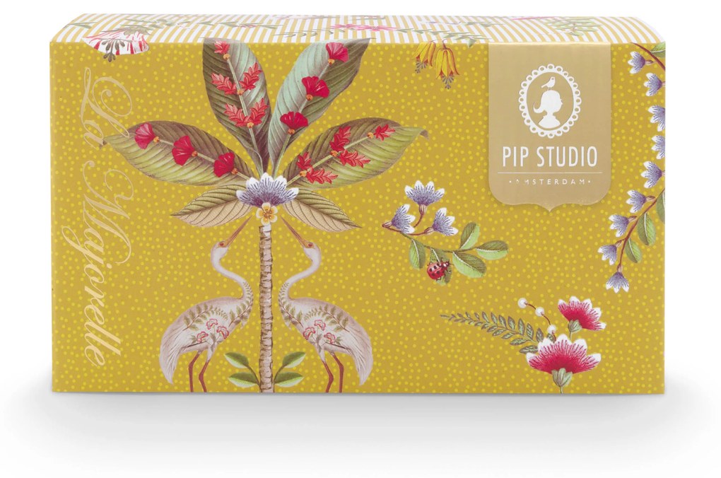 Pip Studio La Majorelle sada 2ks šálků s podšálky 280ml, žlutá (sada 2 cappuccino hrnků v dárkovém balení)