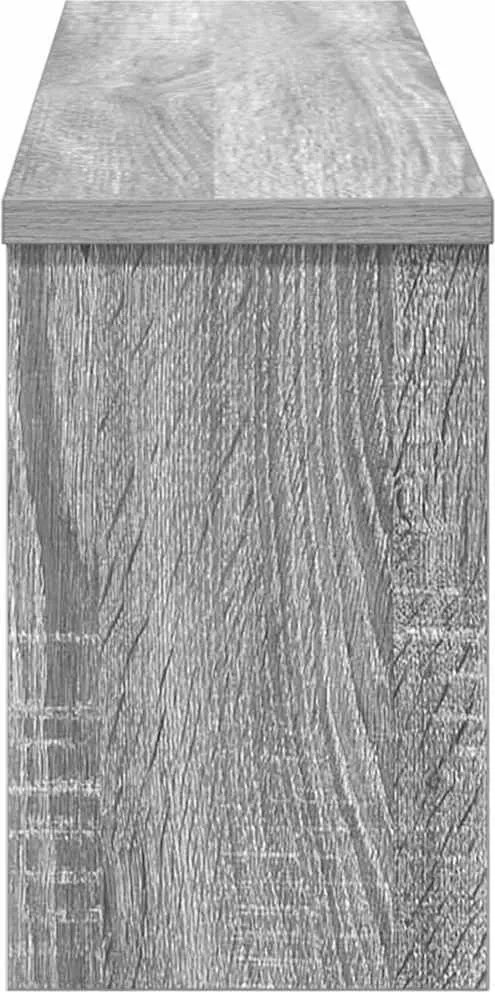 věšák, nástěnný, 4 poličky, háčky, kompozitní dřevo, 26x75x16 cm, šedá sonoma, Dekorino TK20260021