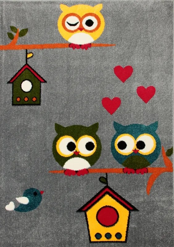 Makro Abra Dětský kusový koberec KOLIBRI 11205/190 Ptáčci šedý 133 x 190