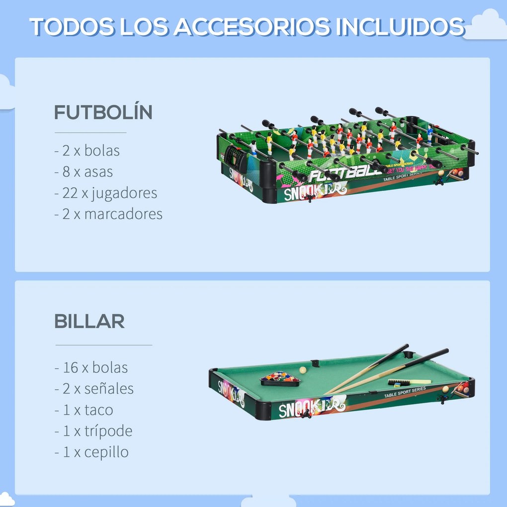 HOMCOM 6 v 1 Skládací Multiherní Stůl pro Děti od 7 Let – Stolní Hry: Kulečník, Stolní Fotbal, Ping Pong, Hoops, Air Hockey, Lední Hokej 118x104x71 cm