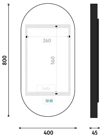 NIMCO ZPC 32002LVX-90-LED Koupelnové podsvícené zrcadlo 3000-6500K 80x40 cm IP44