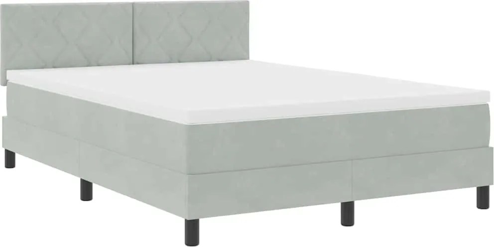Postel s boxspringem s čelo Světle šedá 140 x 190 cm samet 3339236