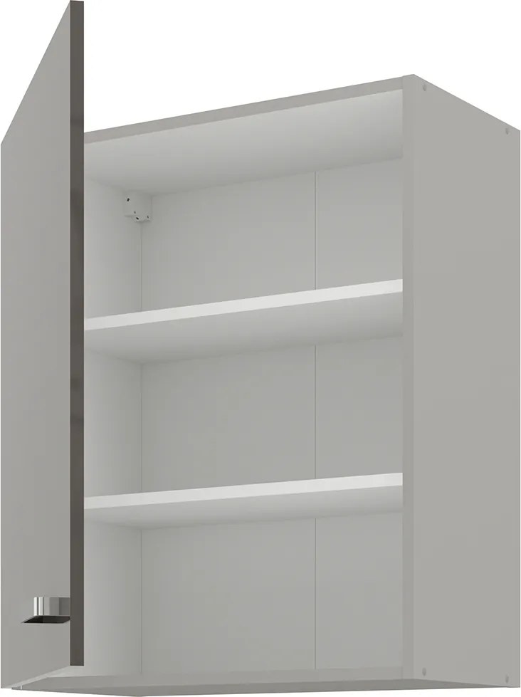 GREY gr | horní skříňka 60 G-72 1F policová | 60 cm | světle šedá/tmavě šedá lesk