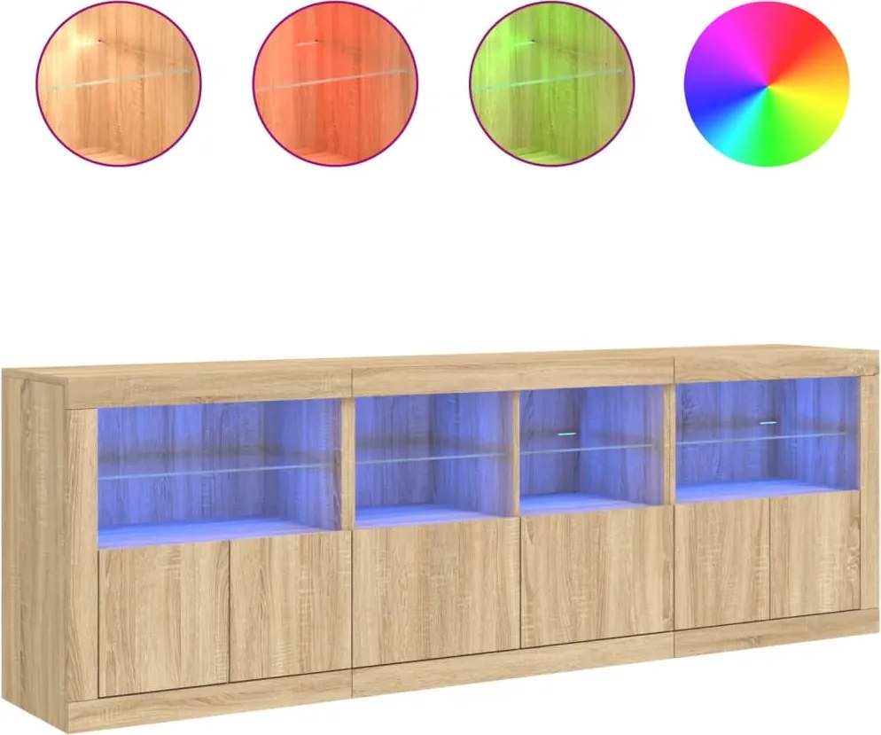 Příborník s LED osvětlením dub sonoma 202 x 37 x 67 cm 3209011