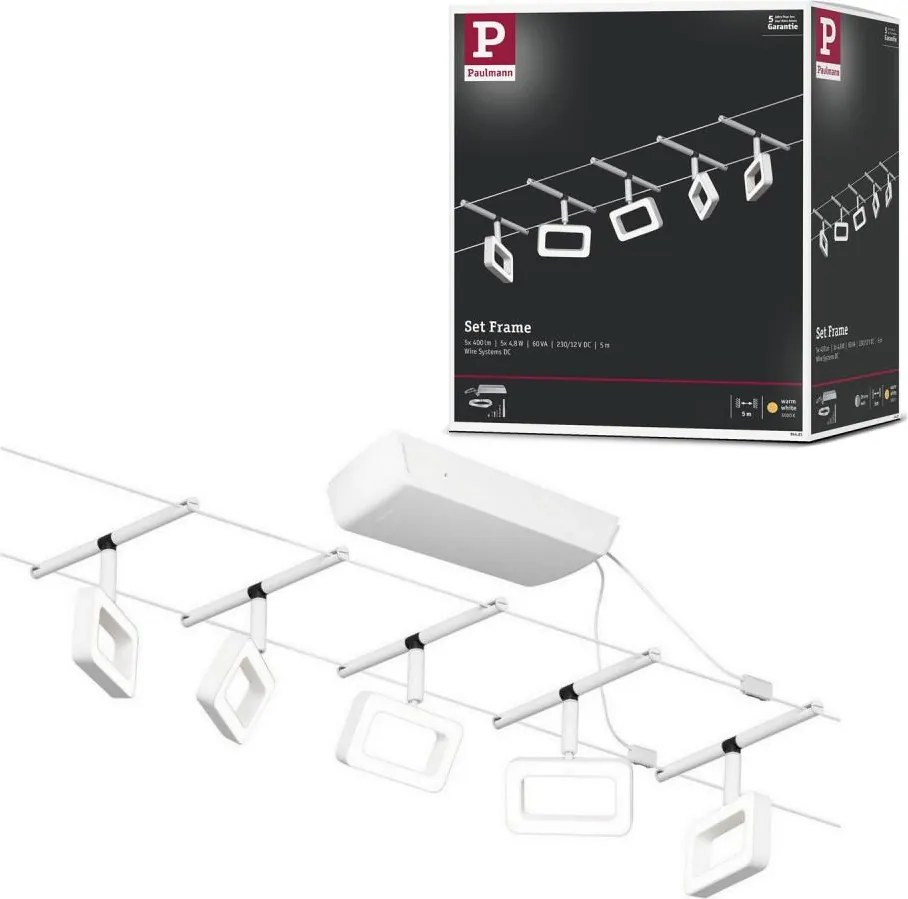 Paulmann 94483 - SADA 5xLED/4,8W Kompletní lankový systém FRAME 230V bílá