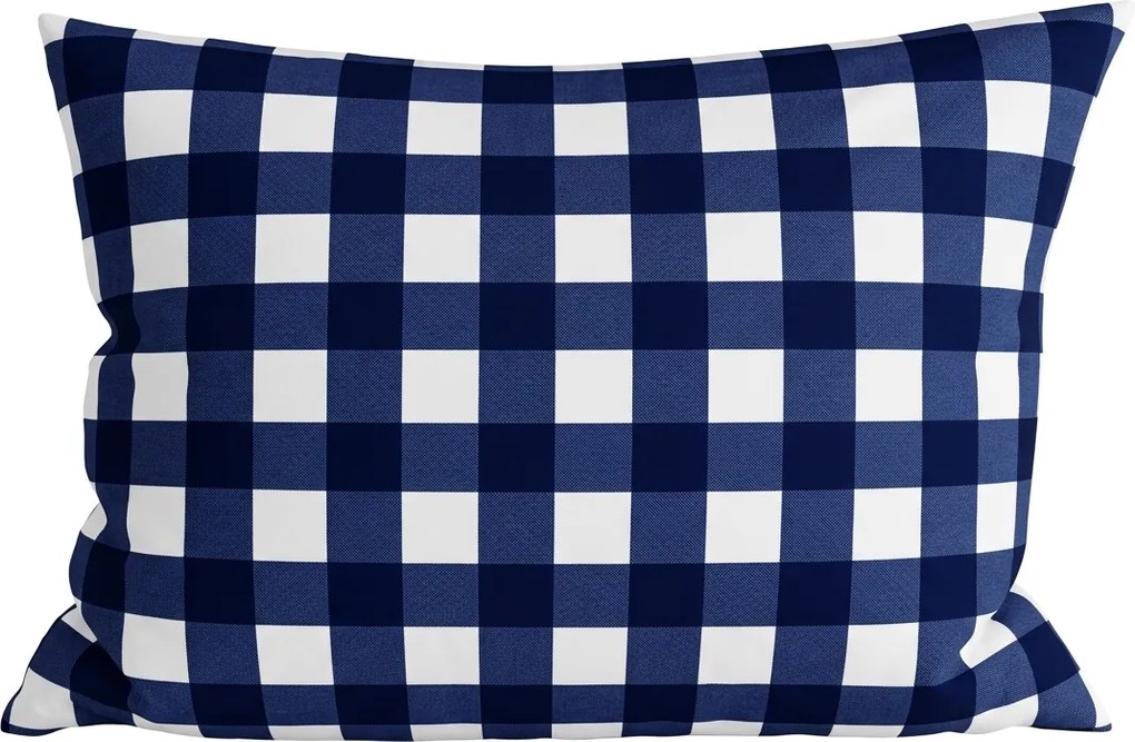 Povlak na polštář z mikrovlákna NAVY GINGHAM 70x90 cm, modro-bílý