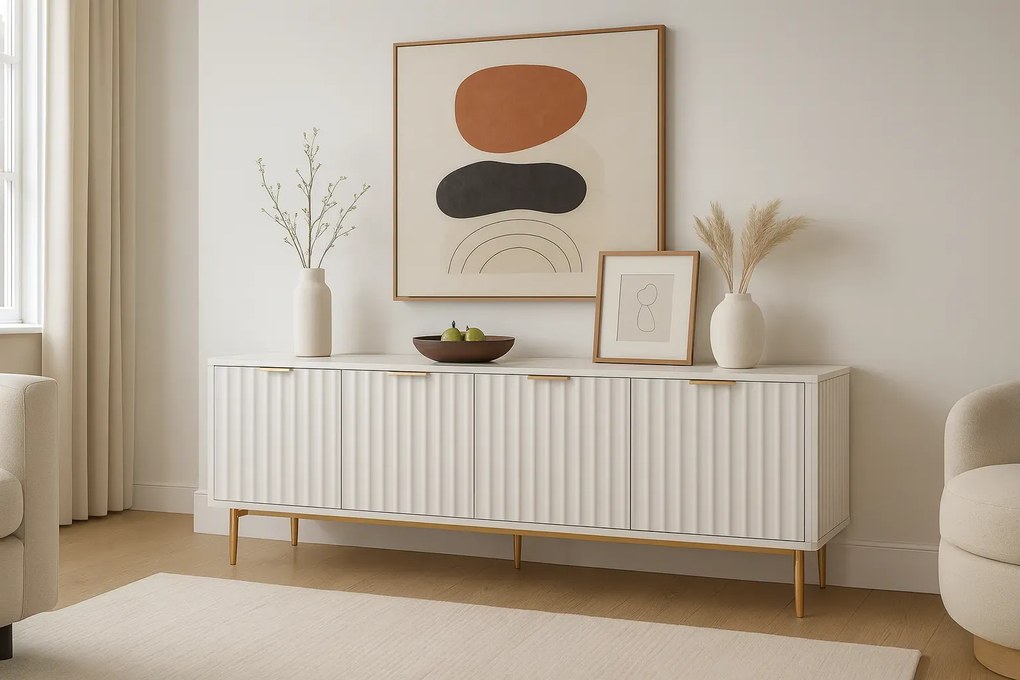 TV stolek Stilig ST709 200 cm bílý/zlatý