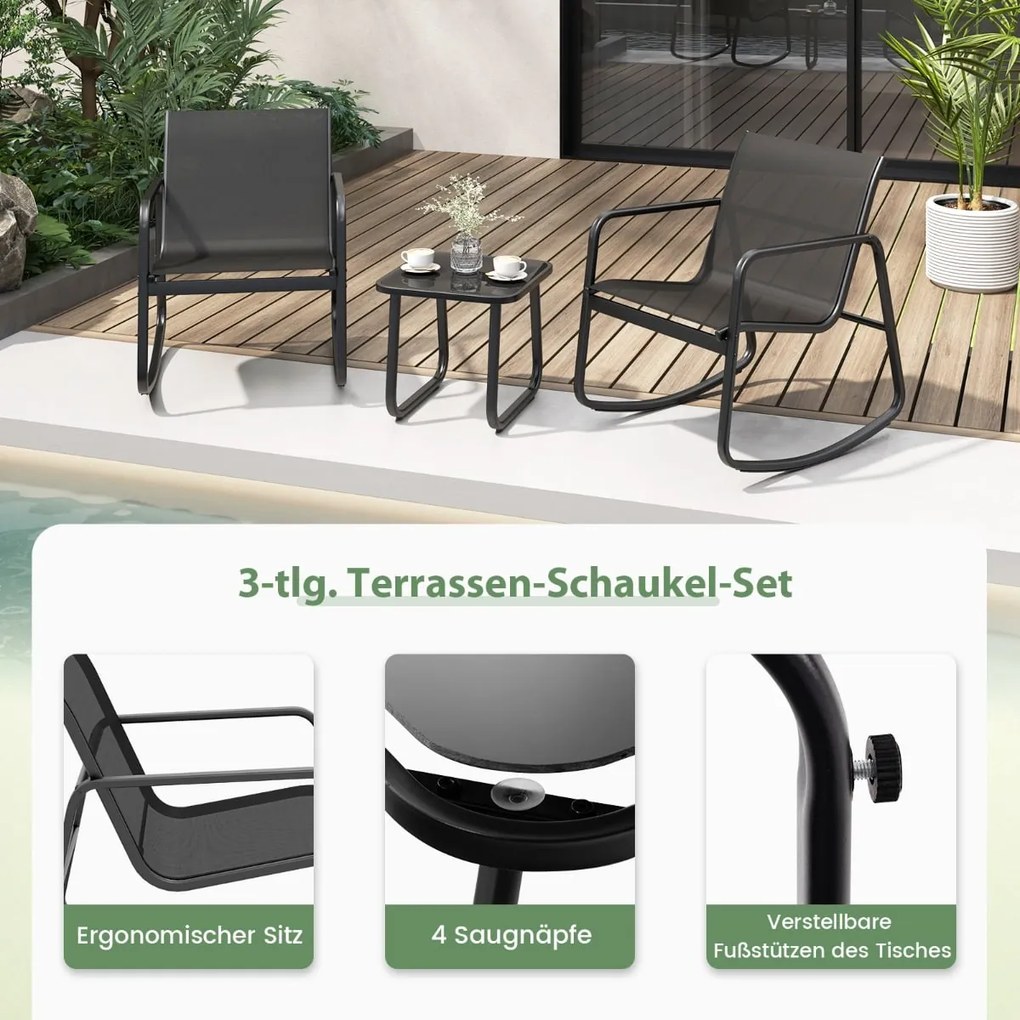 Costway 3-dílný. Garden furniture set s 2 chairs a table a gentle rocking
