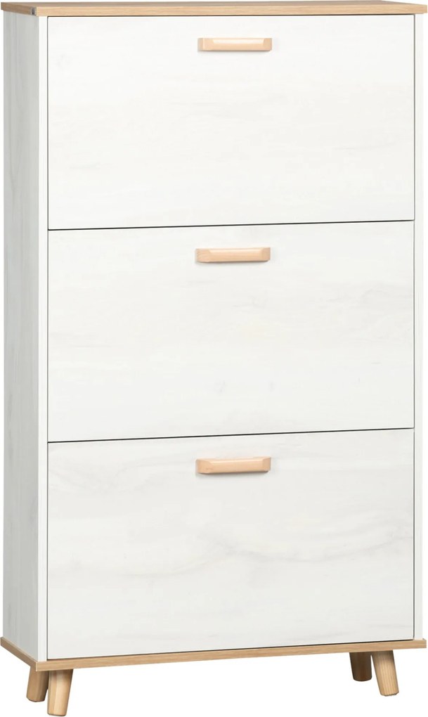 HOMCOM Moderní botník Úzký botníkový regál s 3 skládacími zásuvkami pro 12 párů obuvi a nastavitelnou policí pro předsíň 70x23,5x122 cm Bílý