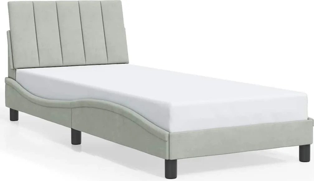 Rám postele bez matrace Hanko světle šedý 90 x 200 cm samet 3207825