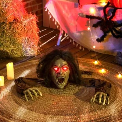 Outsunny Plazící se zombie dekorace na Halloween, zvuky, světla, na baterie
