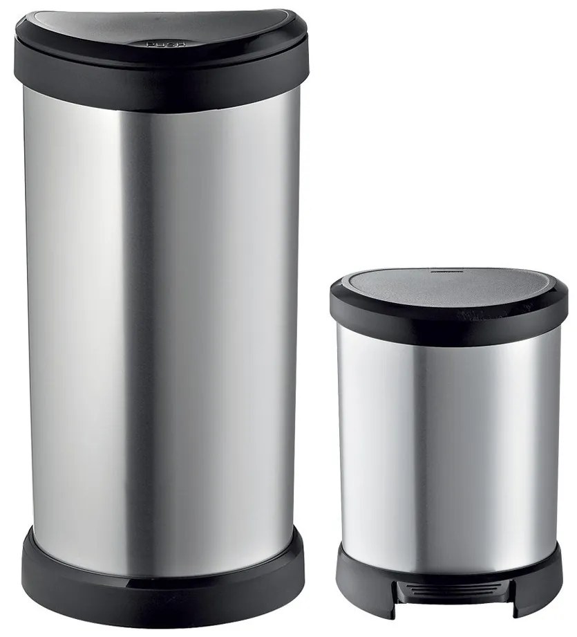Odpadkový koš Curver DECOBIN pedal 40 l stříbrno-černý 02150-582