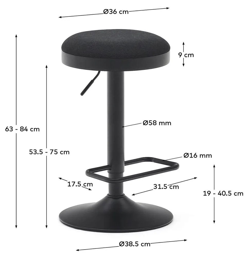 Barová židle biza 80 cm černá MUZZA