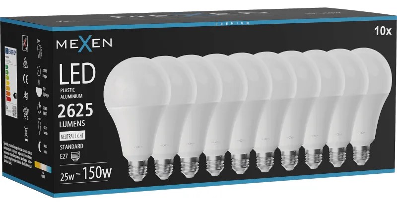 Mexen Nova 10x LED žárovka E27, A95, 25W, Neutrální - 4000K, 2625 lm - L100-E27-2540-01x10