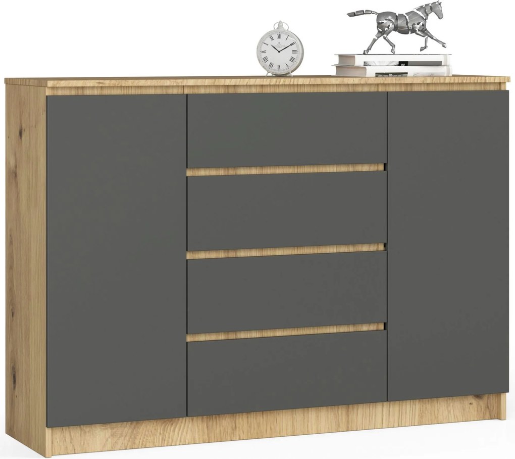 Komoda K140 2D4SZ dub artisan/grafitová šedá