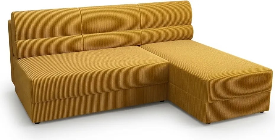 Rozkládací oboustranná sedací souprava do L TAVERO SLIM 201x140 cm, hořčicová
