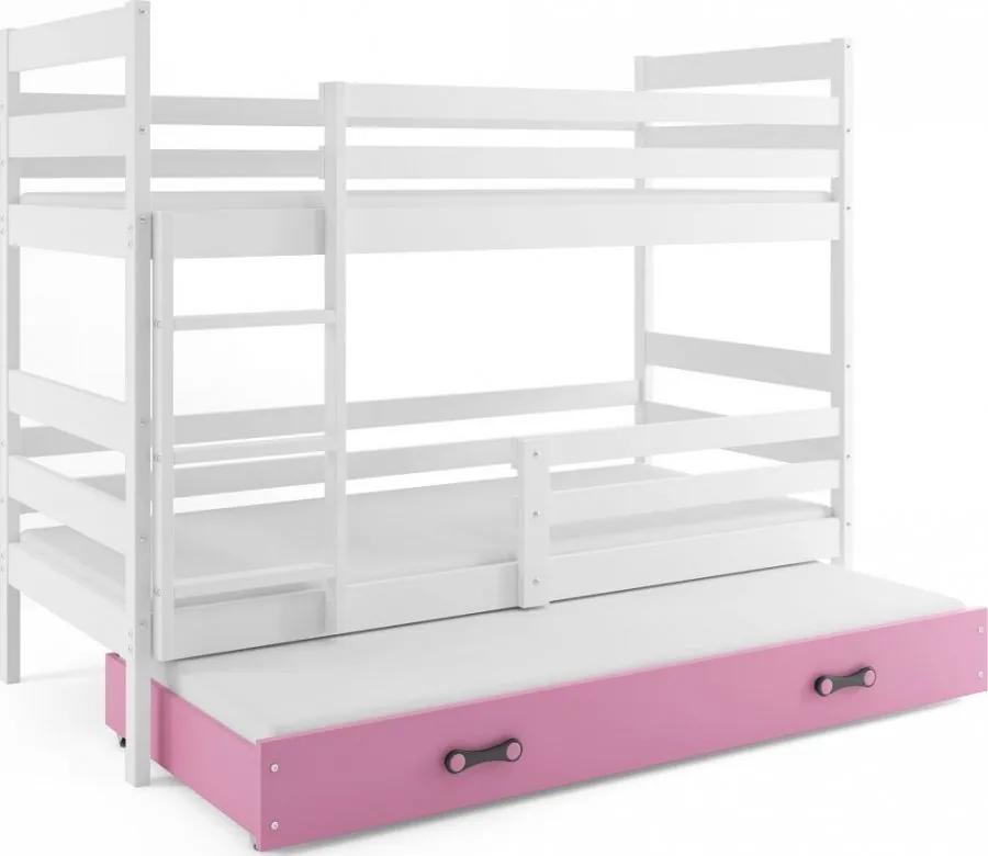 Falco Patrová postel Norbert s přistýlkou, bílá/růžová