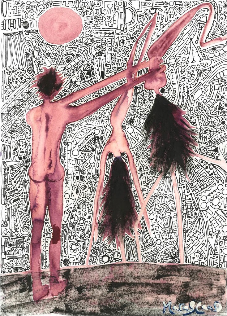 Marascaud | Chytil druhou múzu Rám: Bílý, Velikost: 60 x 40 cm